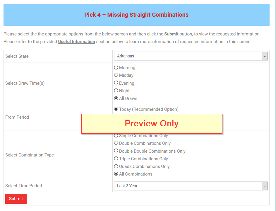 Missing Straight Combinations Search - PICK 4 - Lets Make Billion